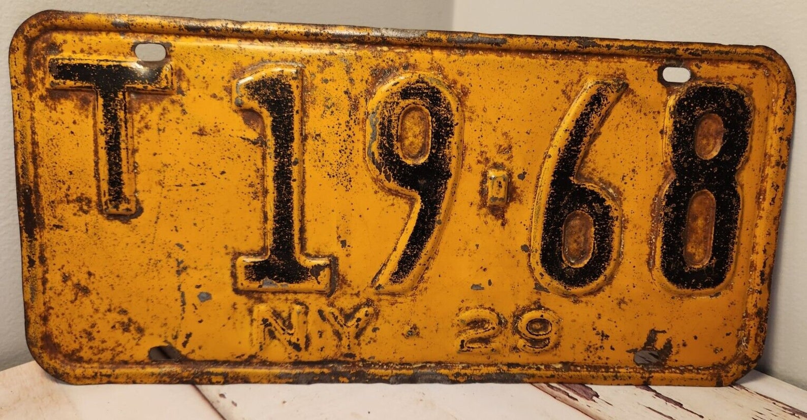 1929 New York License Plate, Low Number, Vintage Automobilia - Etsy