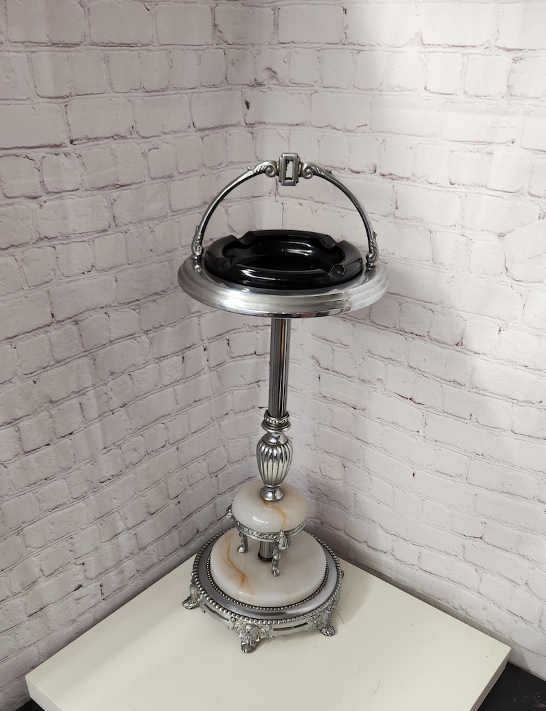 Ornate Vintage MCM Standing Ashtray Made in 50's Decorated With a ...