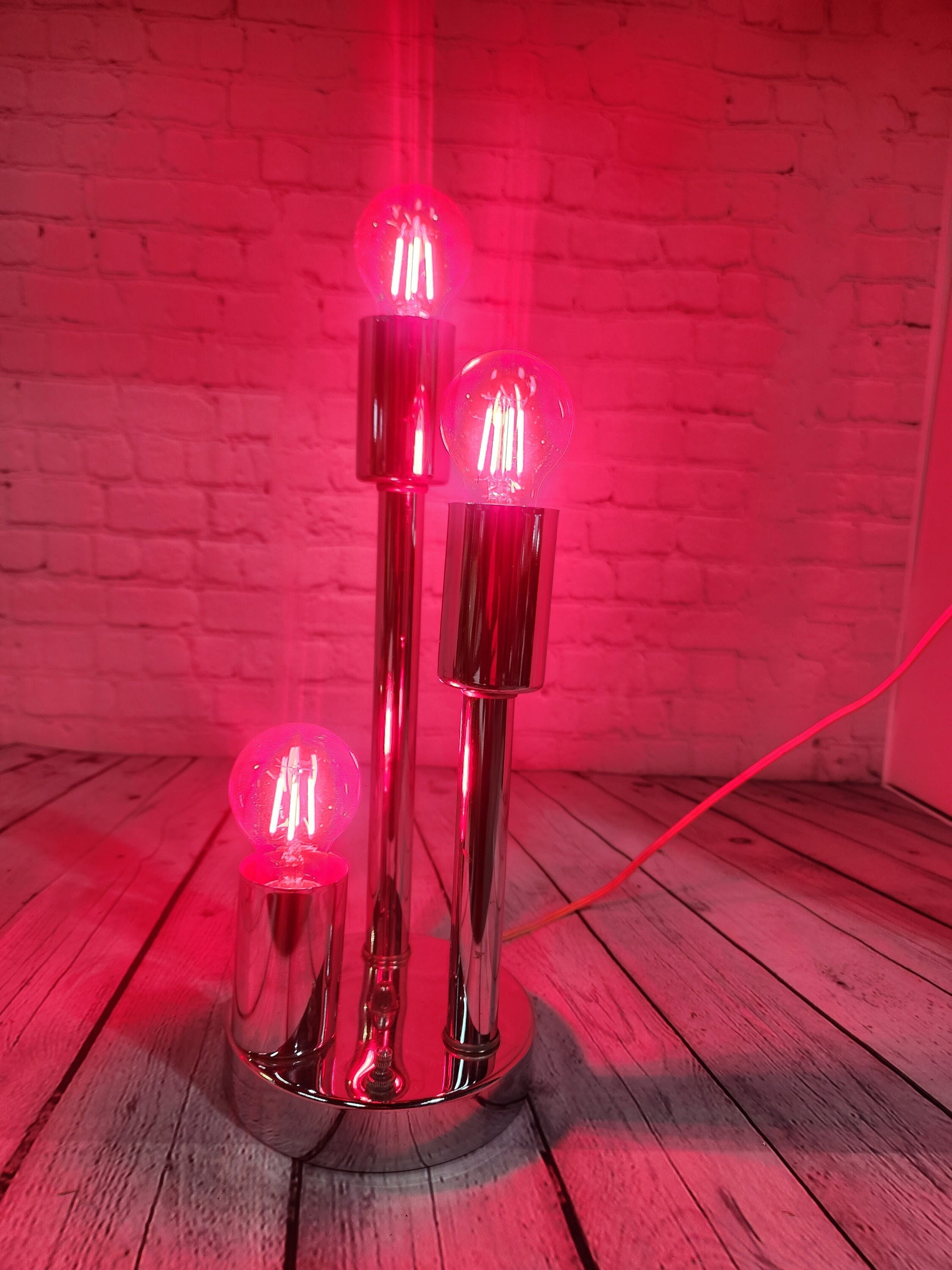 Italian Design Lamp 60's 70's Mid Century Modern Tri Bulb Chrome Lamp ...