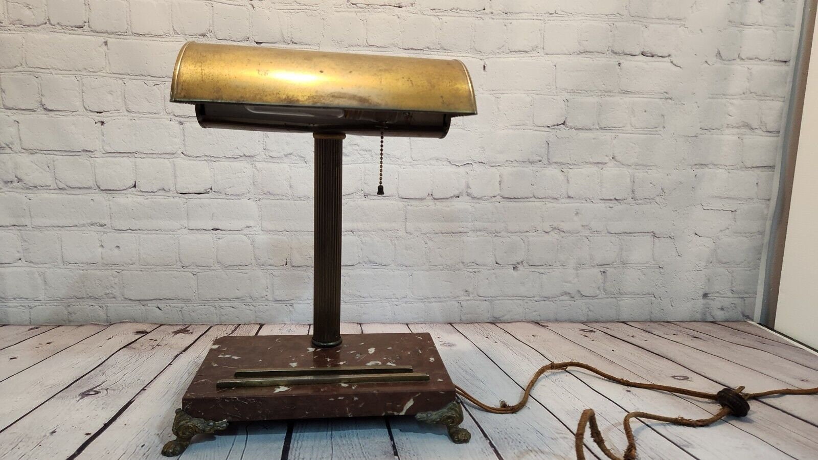 Very Large Art Deco Bronze Metal Lamp With Marble Base Art Deco Bankers ...