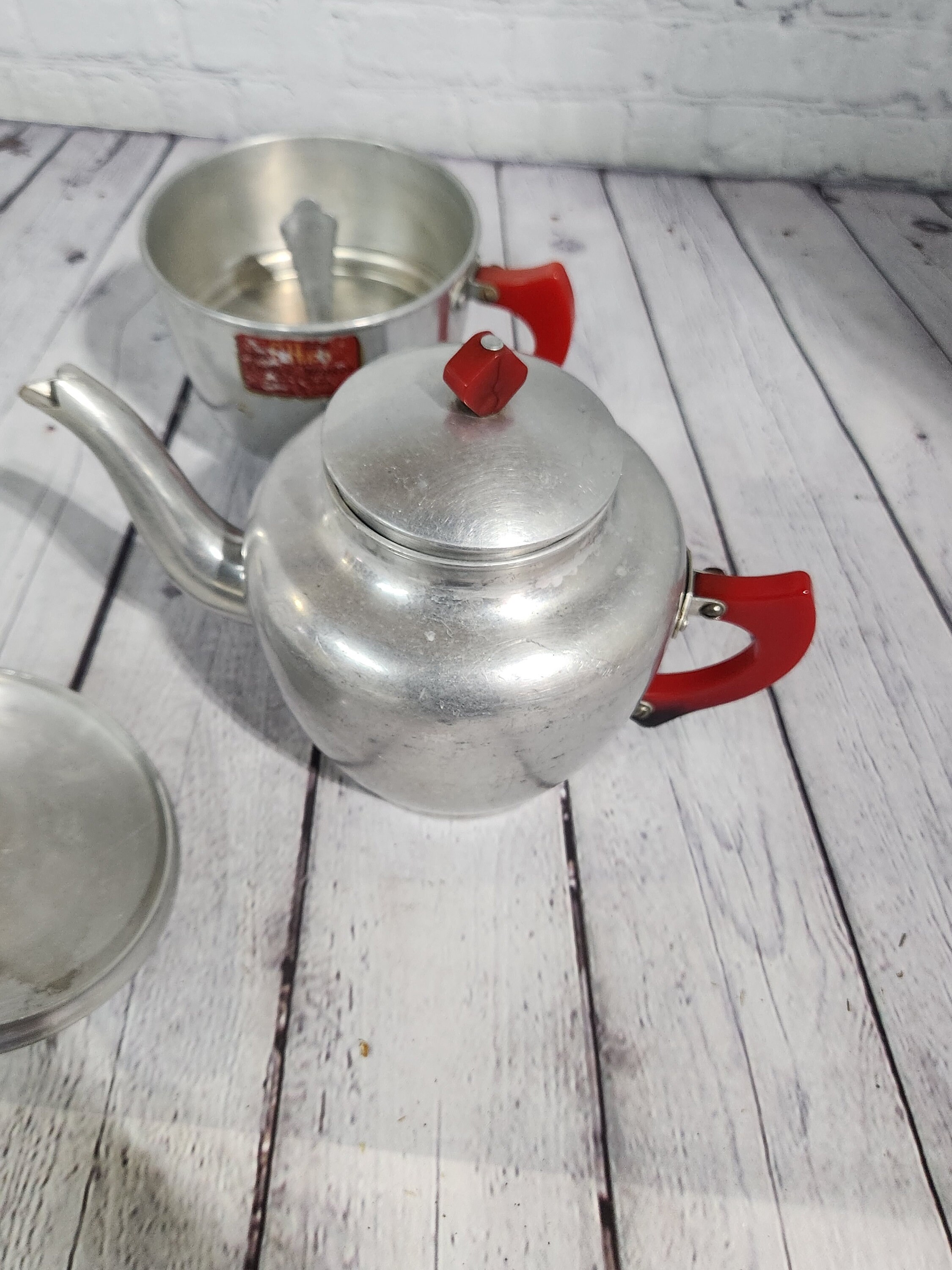 Art Deco Mid Century Modern Drip Coffee Pot / Tea Pot With Red - Etsy