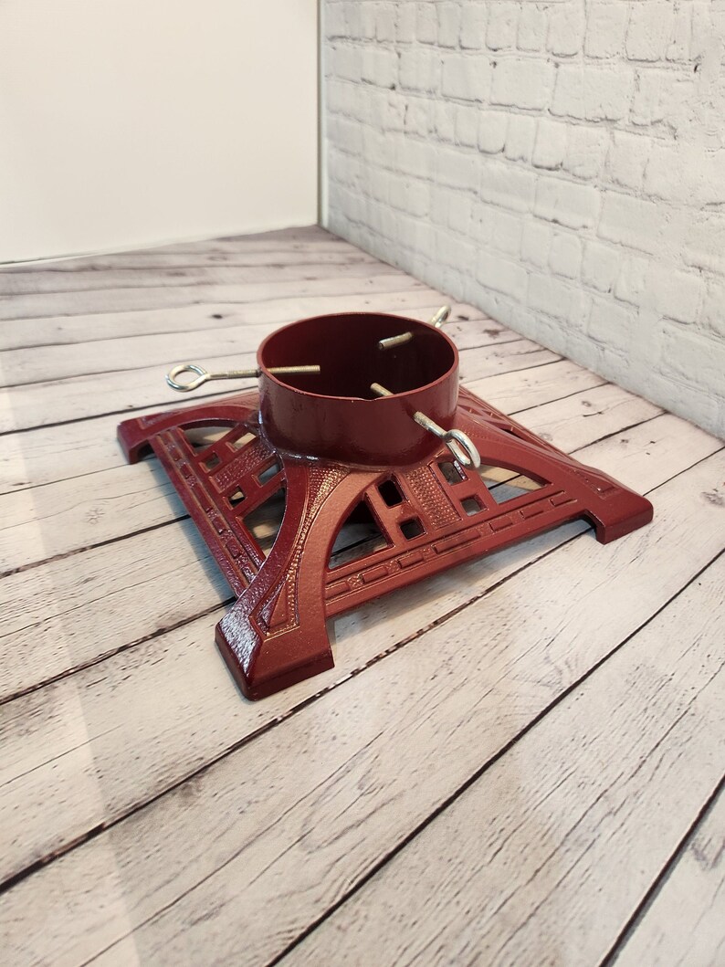 Vintage Christmas Tree Stand, Vintage Cast Iron Cherry Red Ornate ...