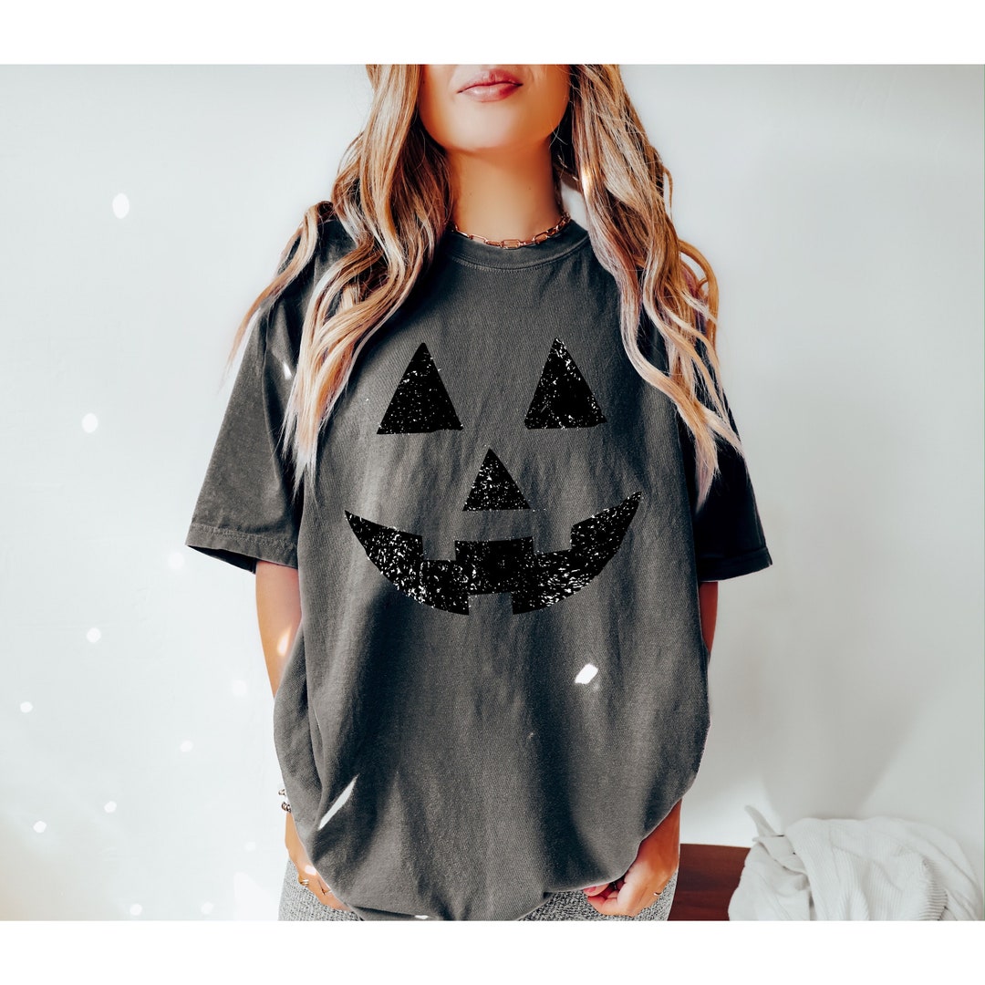 Jack O Lantern Face Shirt, Distressed Grunge Pumpkin Face, Halloween ...