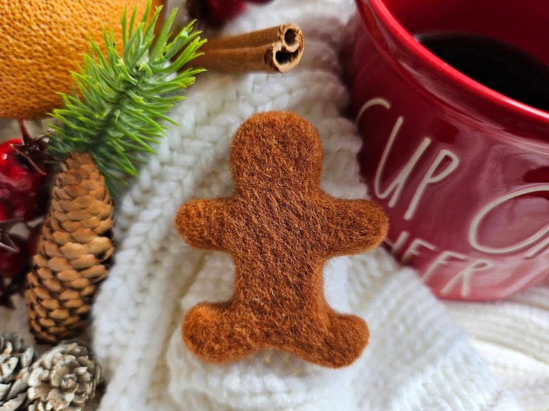 Felt Gingerbread Man Needle Felted Christmas Ornament Shatterproof ...