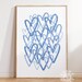 Blue Preppy Hearts Wall Art Print, Trendy Printable Poster Abstract ...