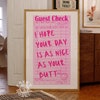 Do It for the Plot Guest Check Print, Pink Trendy Wall Art, Printable Preppy Poster, Retro ...