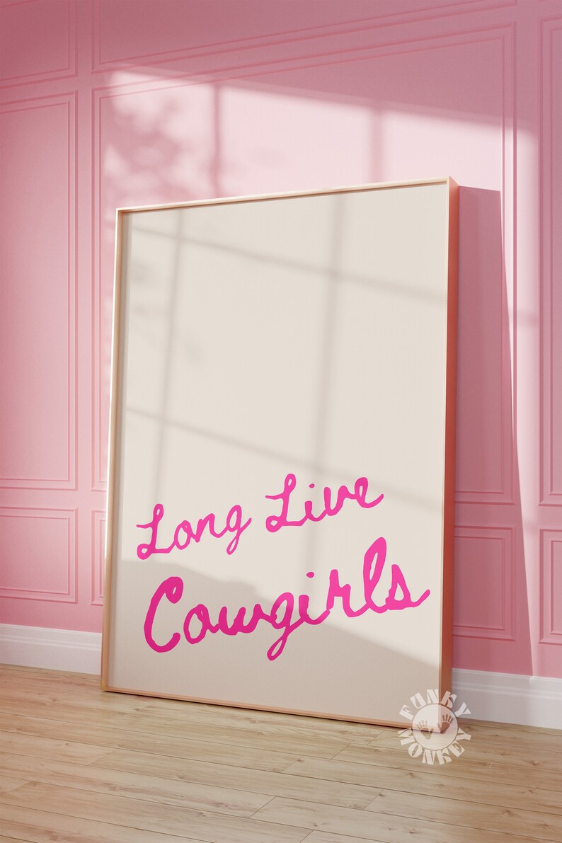Pink Cowgirl Print Set, Long Live Cowgirls Printable Wall Art, Retro ...