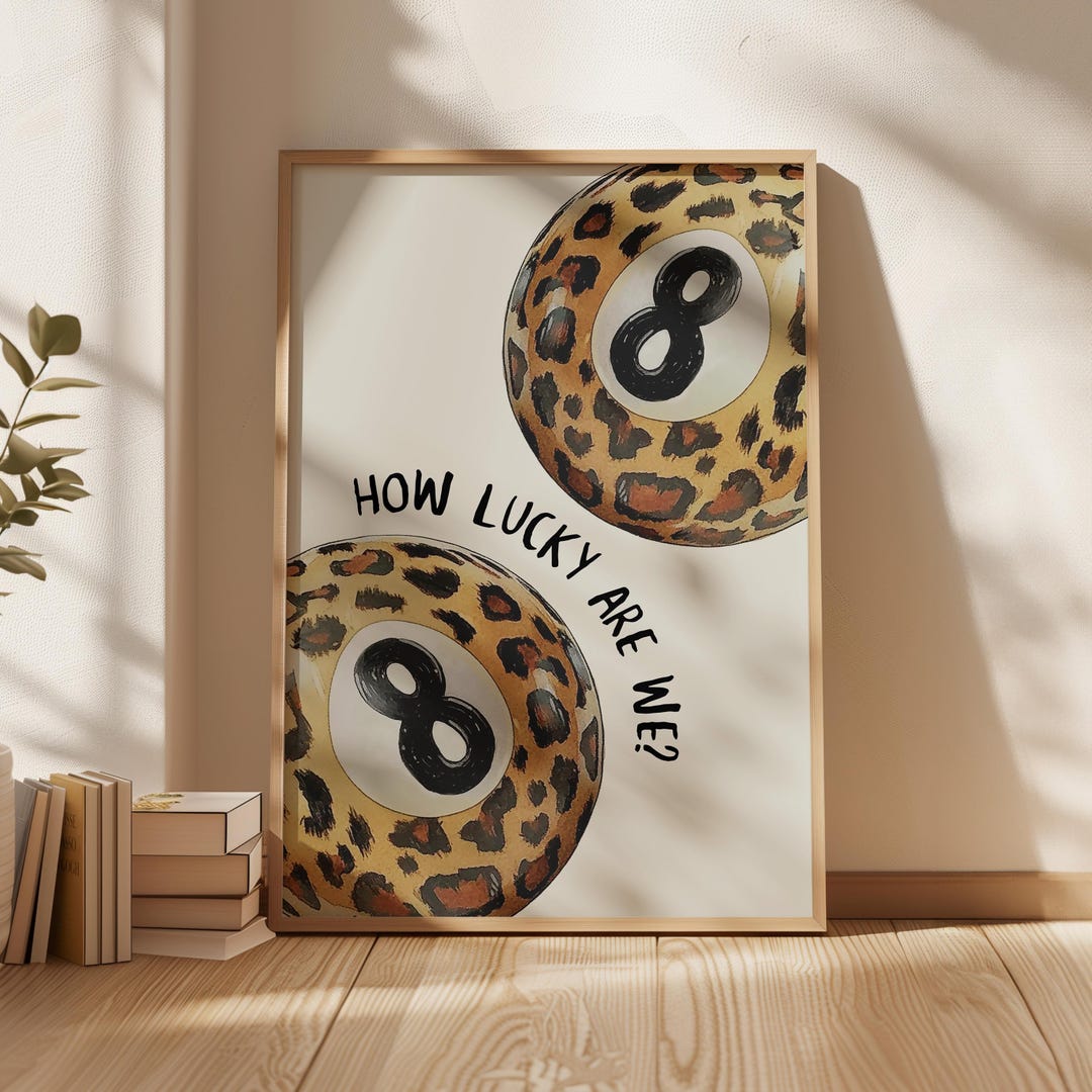 8 Ball Leopard Print, Retro Lucky Eight Ball Billiard Poster, Funky Y2K ...