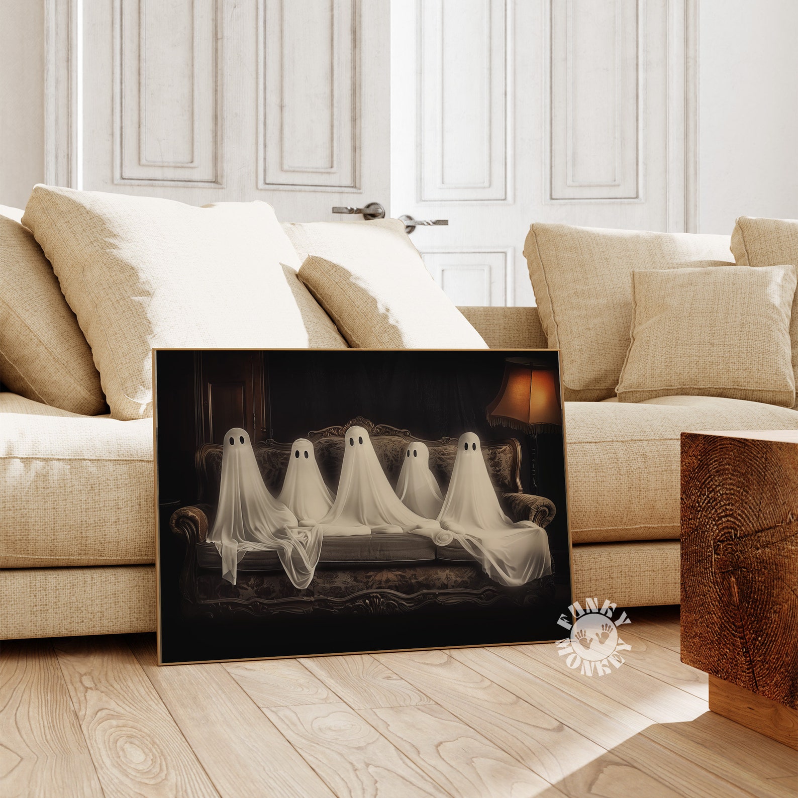 Halloween Ghost Family Portrait Print, Vintage Style Painting, Cute ...