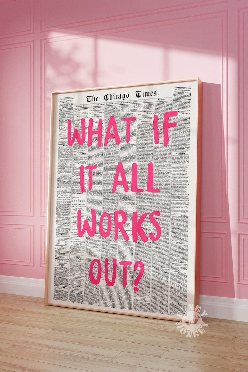Retro Newspaper Print What If It All Works Out Poster Trendy - Etsy