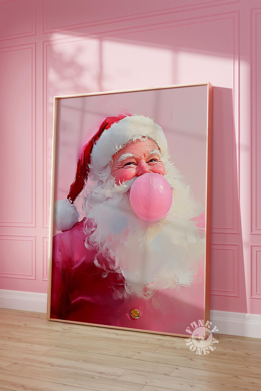 Pink Santa Printable Wall Art, Funny Trendy Holiday Winter Print ...
