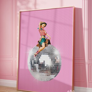 Cowgirl Print Set of 6, Retro Disco Cowgirl Western Gallery Wall Print ...