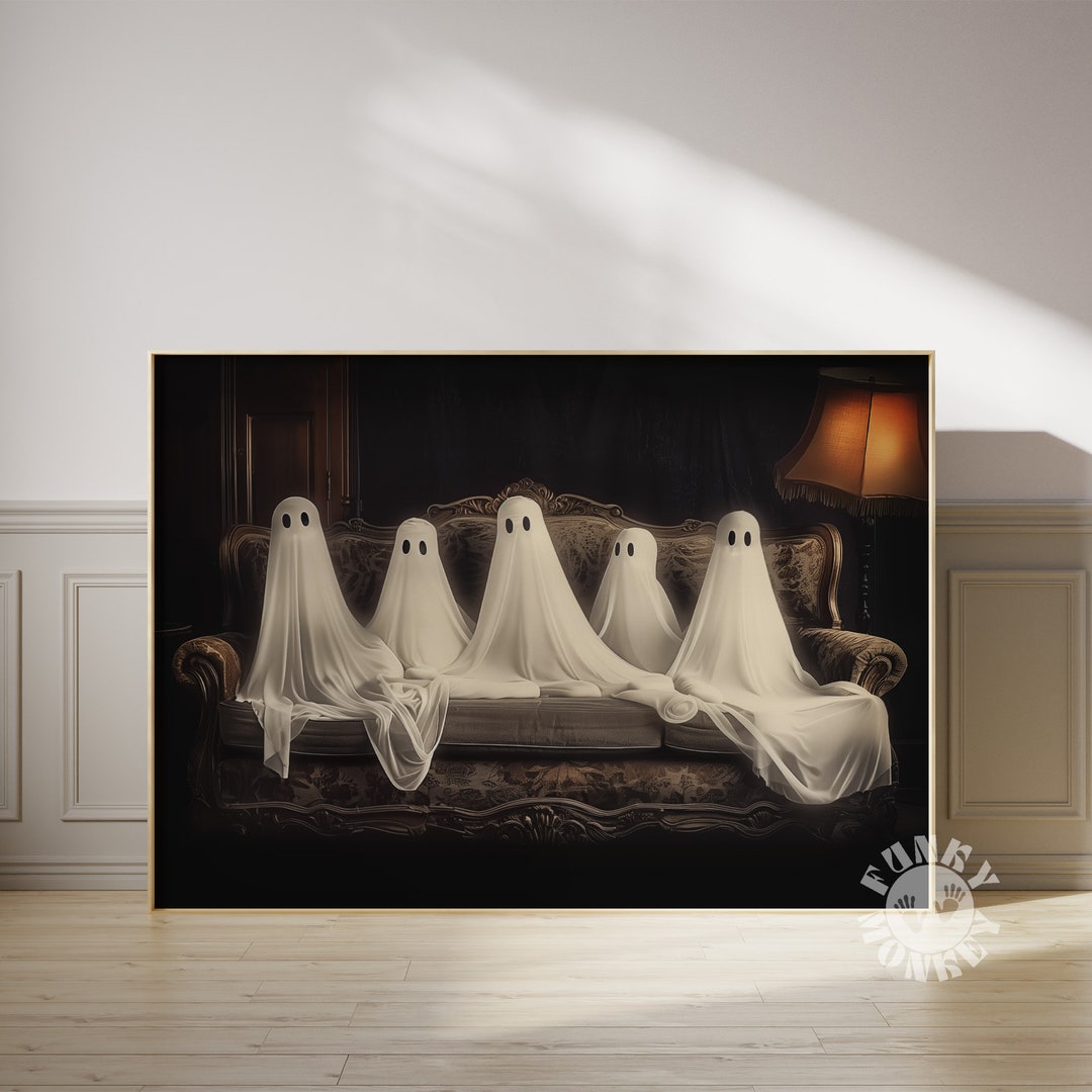 Halloween Ghost Family Portrait Print, Vintage Style Painting, Cute ...