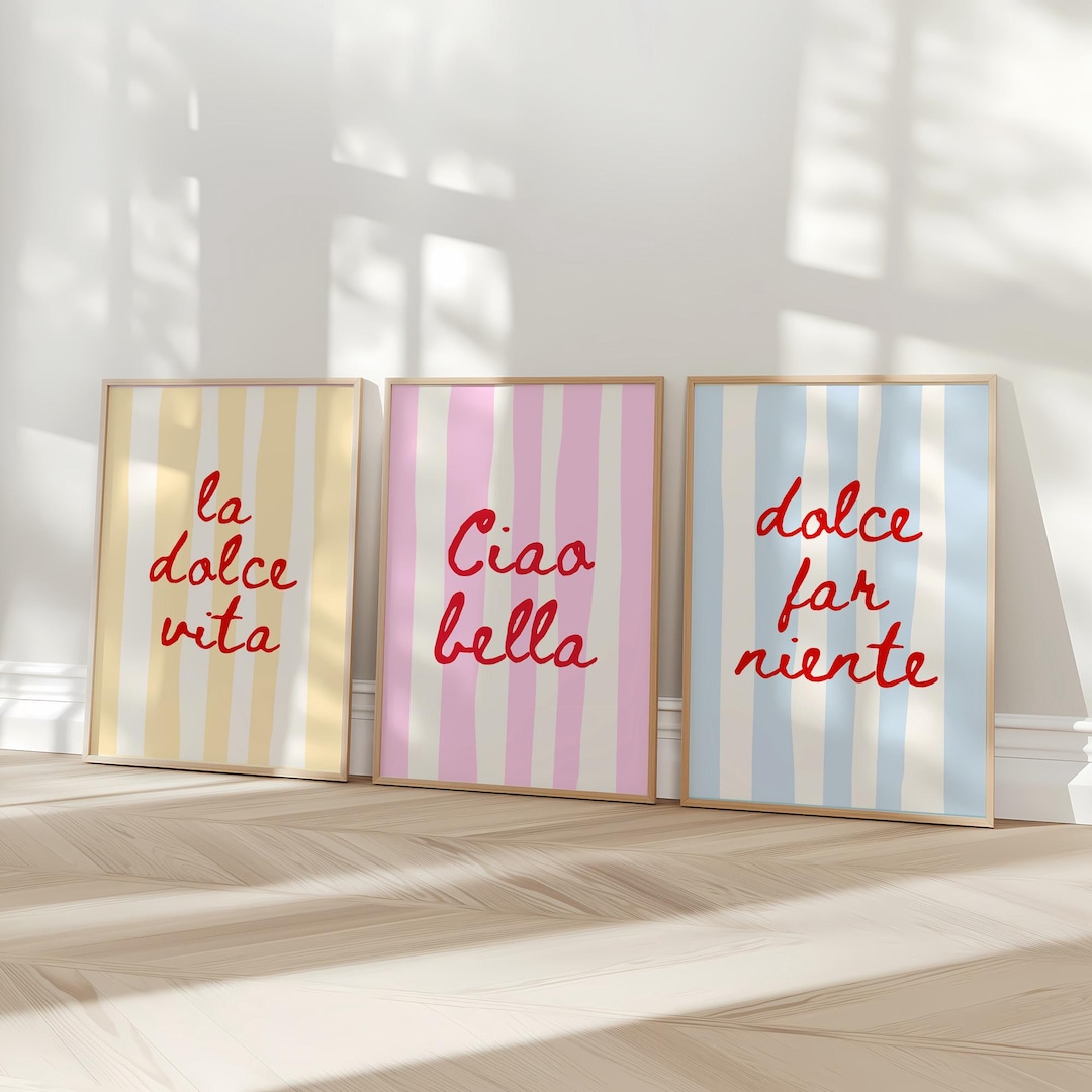 Ciao Bella Print Set of 3, Italian Summer Wall Art, Dolce Far Niente ...