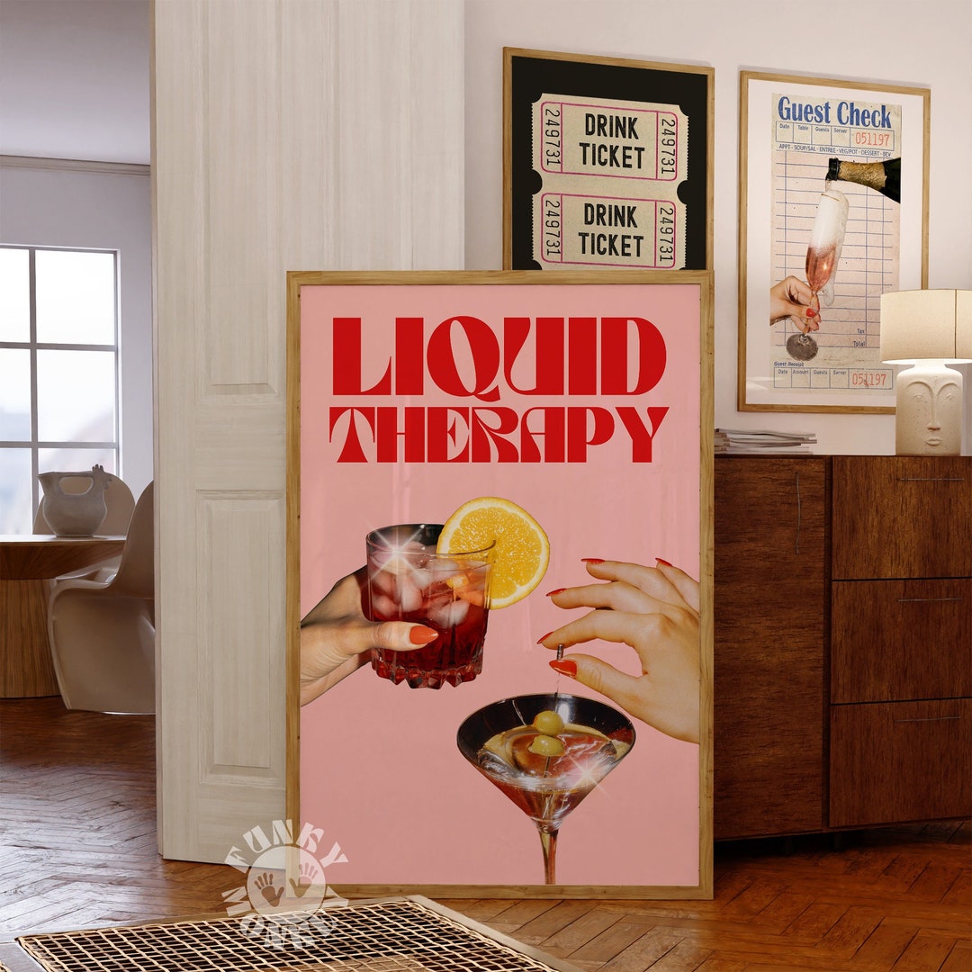 Trendy Wall Art, Bar Cart Art Print, Pink Bar Cart Decor, Preppy Prints ...