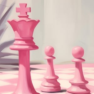 Pink Preppy Chess Wall Art Print, Apartment Aesthetic, Preppy Dorm Room ...