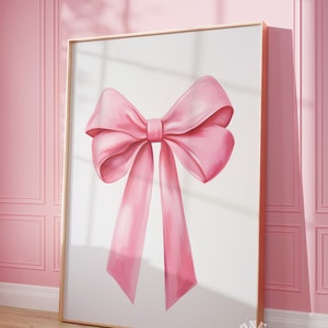 Pink Bow Print, Coquette Aesthetic Print, Pink Nursery Girly Wall Art ...