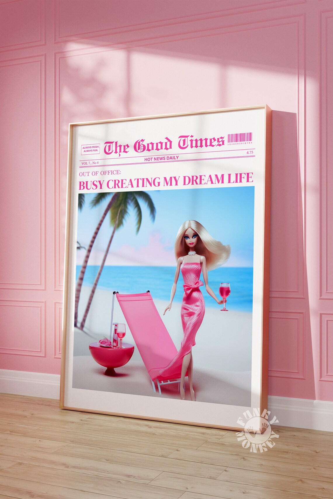 Newspaper Headline Print, Busy Creating My Dream Life, Cute Pink Girly ...