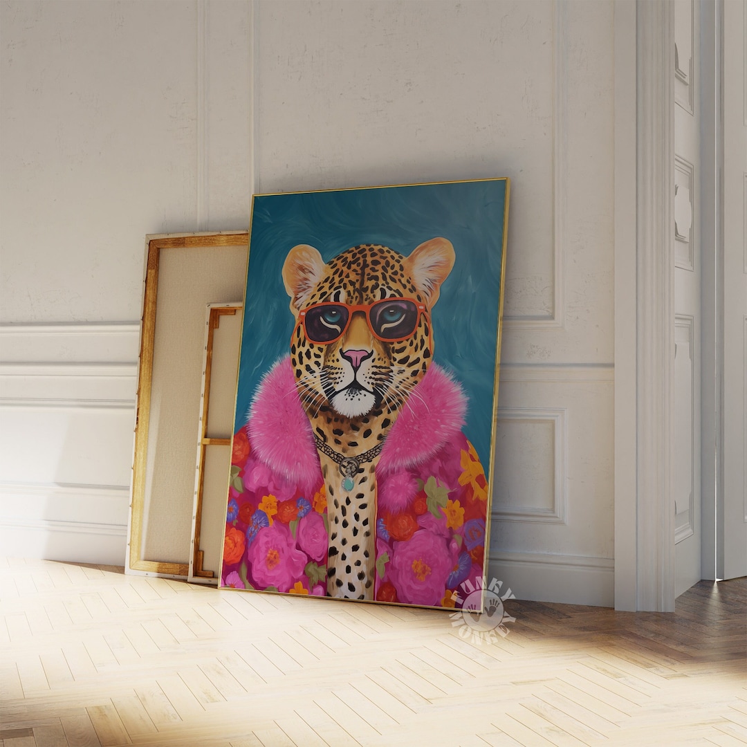 Fashion Animal Print, Funky Leopard Art Print, Preppy Leopard Printable ...