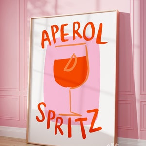 Aperol Spritz Print, Trendy Retro Bar Cart Decor, Dorm Room Digital ...