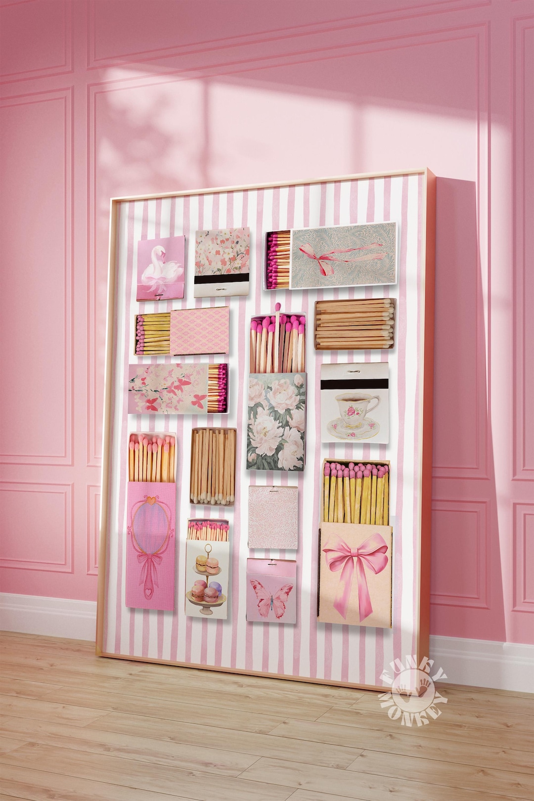 Pink Matchbox Print, Trendy Matches Poster, Retro Matchbook Wall Art ...