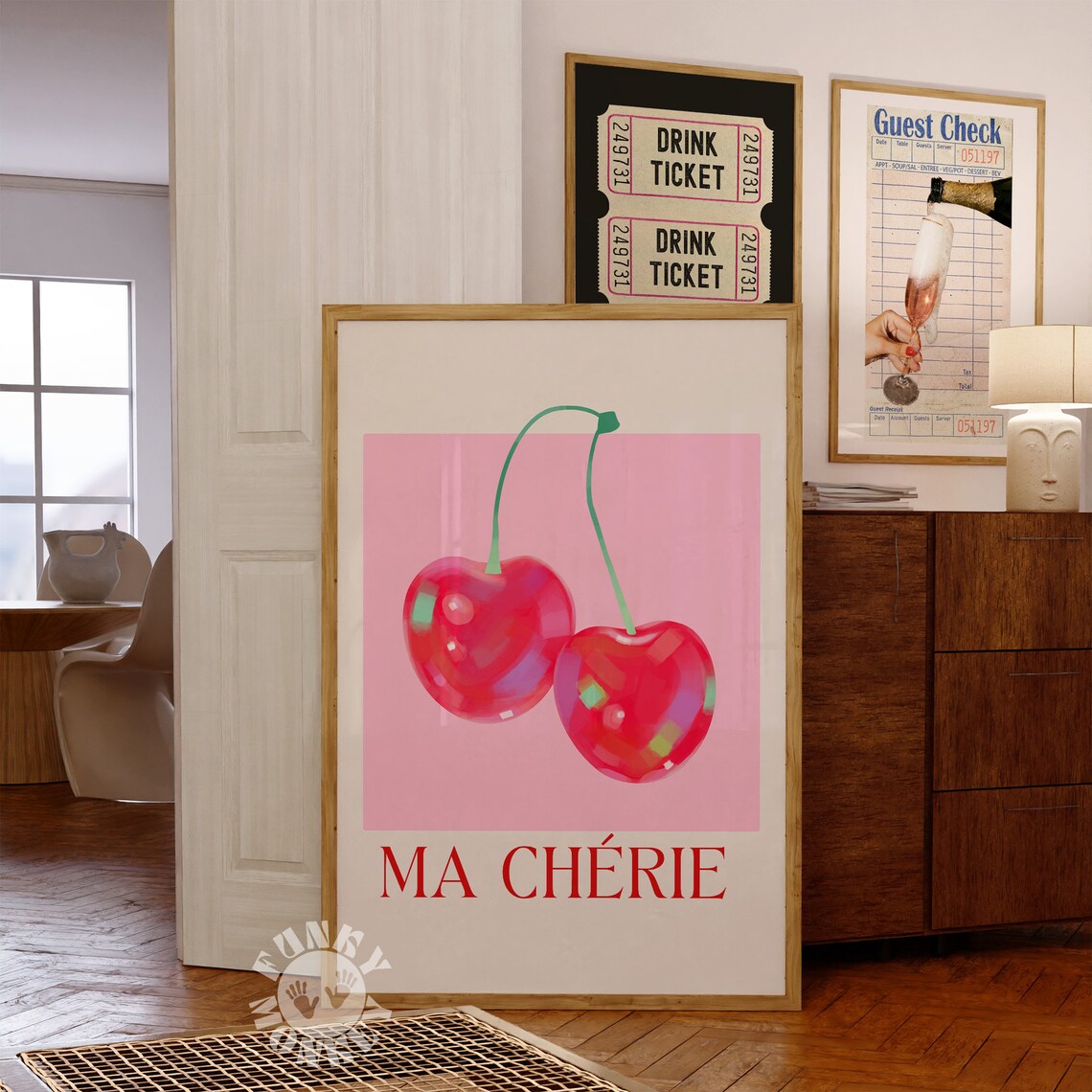 Cherry Poster, Retro Wall Art, 70s Aesthetic, Ma Cherie Poster, Funky ...