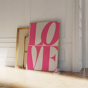 Pink LOVE Art Print, Retro Love Poster, Pink Preppy Aesthetic, Trendy ...