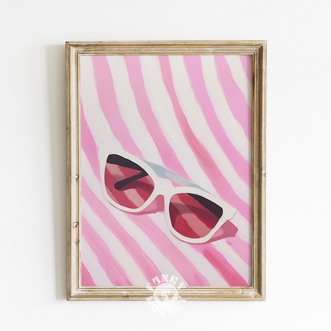 Preppy Summer Print, Retro Sunglasses Beach Poster, Girly Digital Print ...
