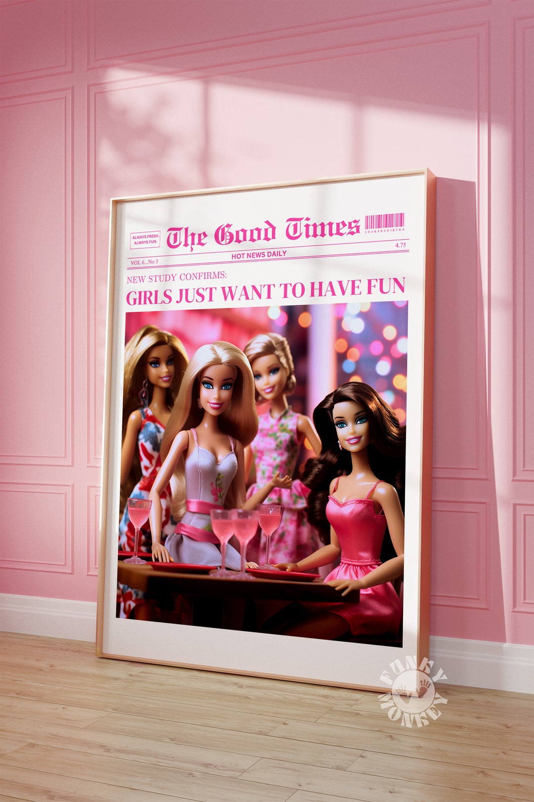 Newspaper Headline Print, Girls Just Want to Have Fun Trendy Wall Art ...