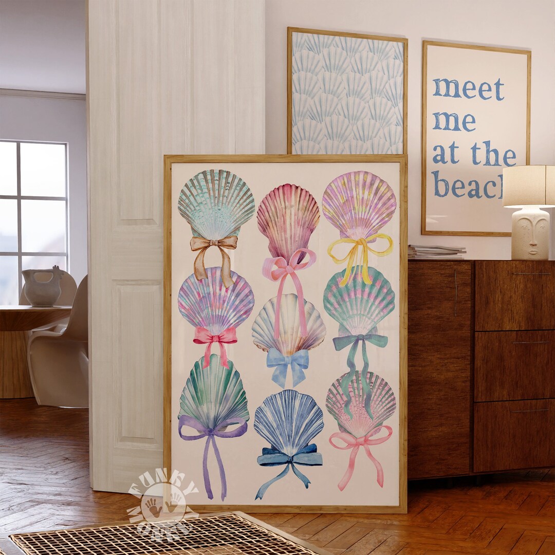 Shell Art, Coquette Coastal Cowgirl Decor, Preppy Dorm Decor, Coastal ...