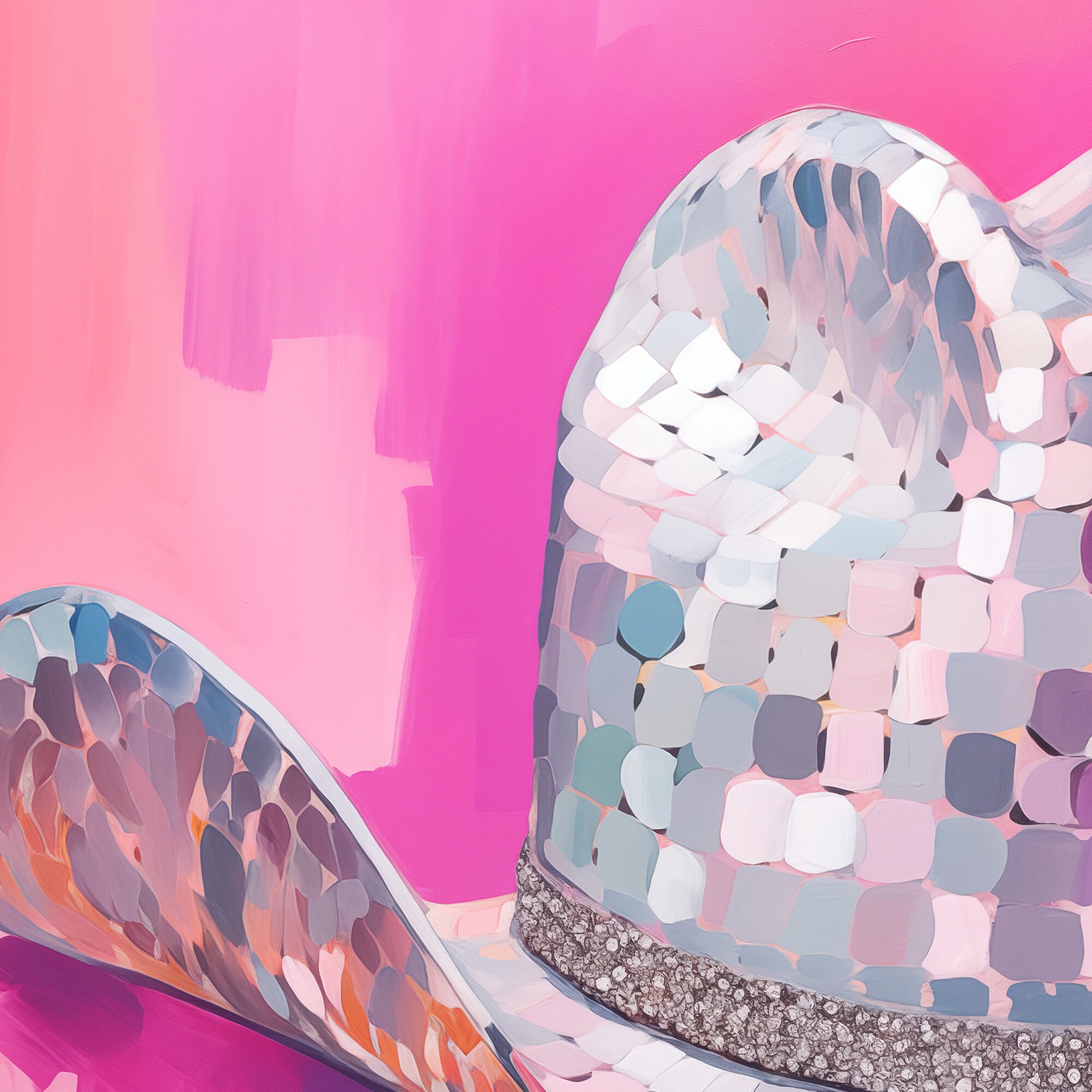 Funky Disco Cowgirl Hat Print, Maximalist Decor, Trendy Painting ...