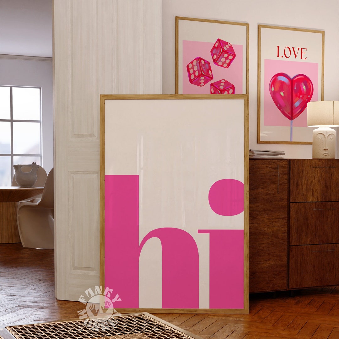 HI Printable Poster Print, Pink Preppy Print, Trendy Wall Art, Y2K ...