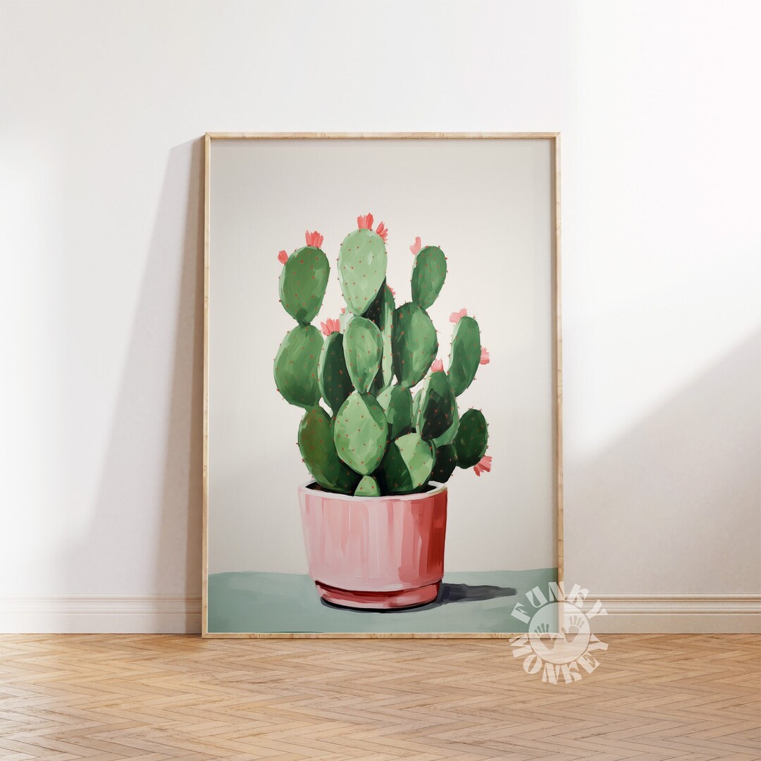 Cactus Print, Trendy Wall Art Print, Digital Print, Bright Colorful ...