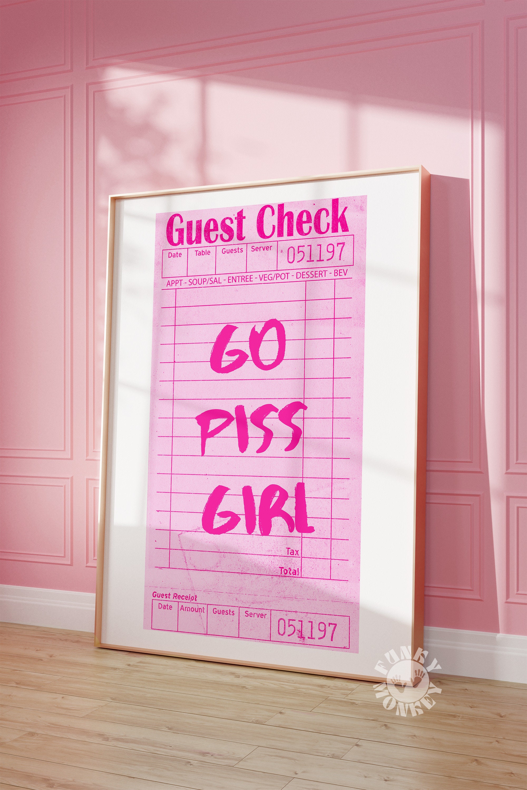 Pink Girly Guest Check Print Go Piss Girl Trendy Wall Art - Etsy