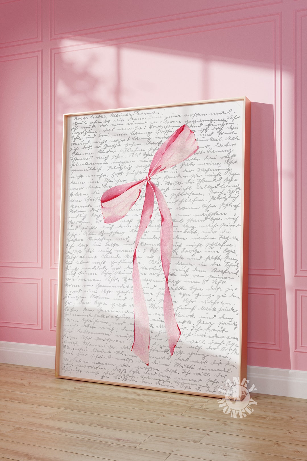 Pink Bow Wall Art Printable, Coquette Room Decor, Pink Nursery Girly ...