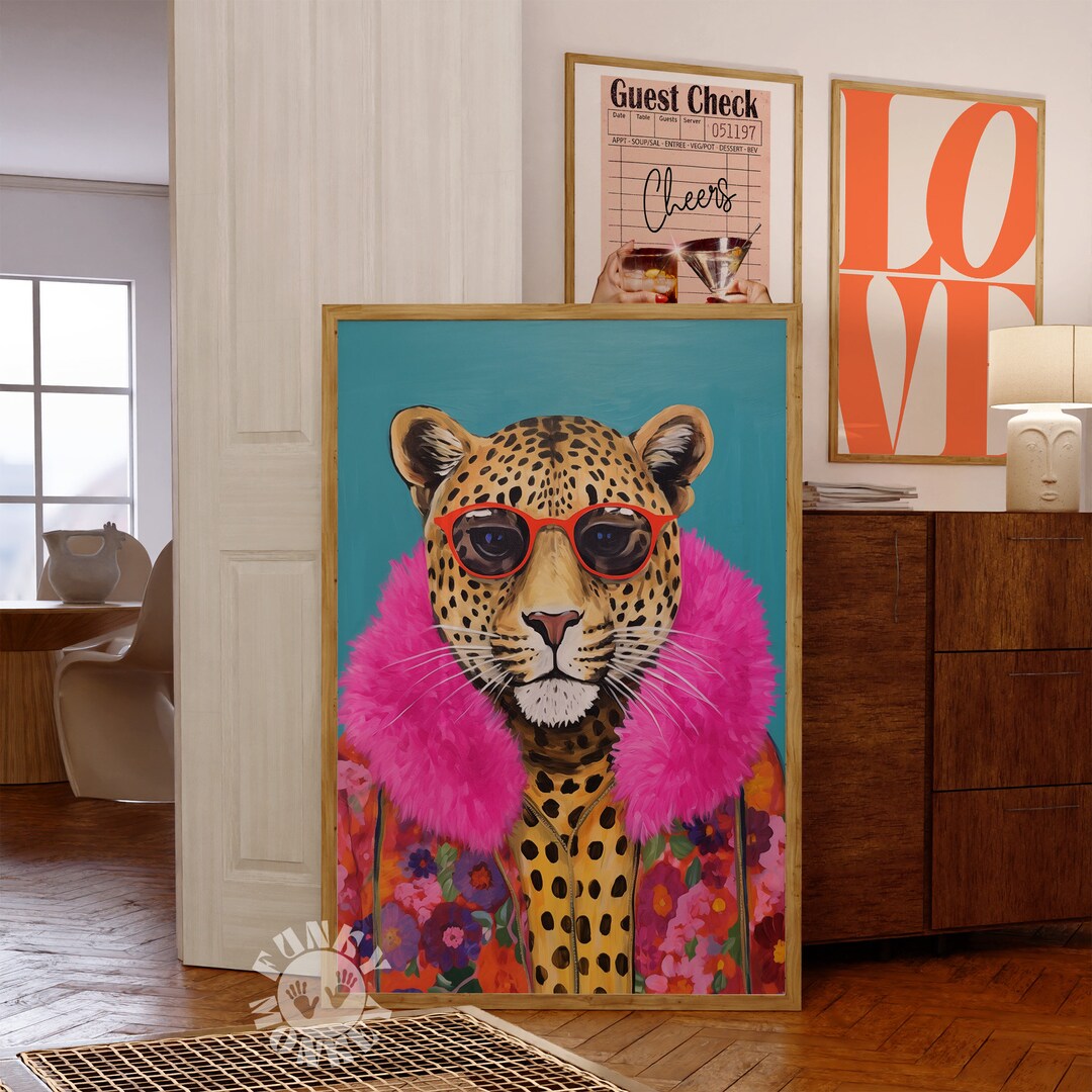 Fashion Animal Print, Funky Leopard Art Print, Preppy Leopard Printable ...