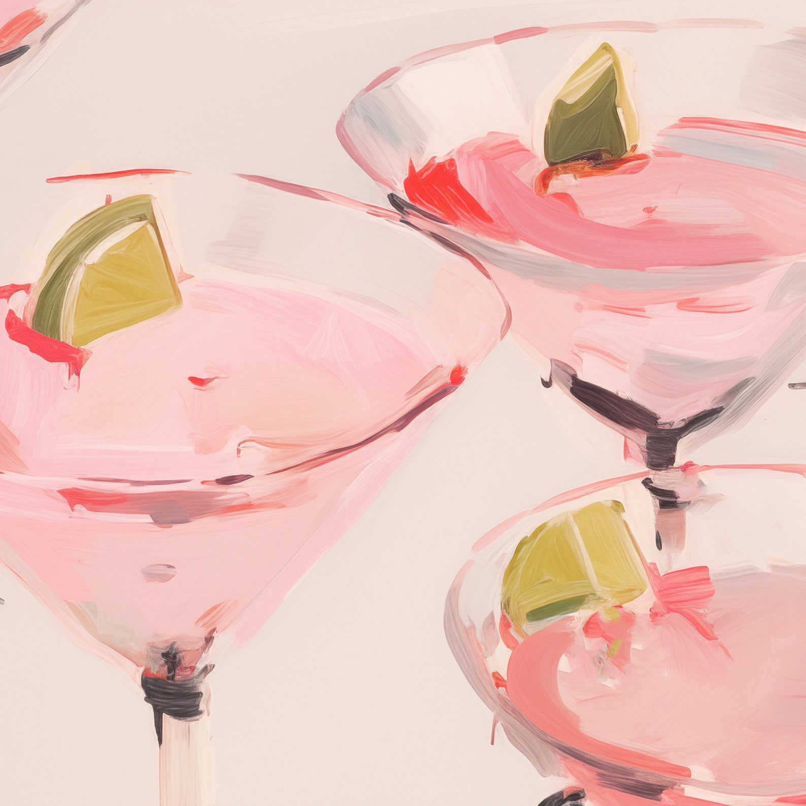 Pink Cocktails Print, Retro Bar Cart Art Print, Summer Cocktail ...