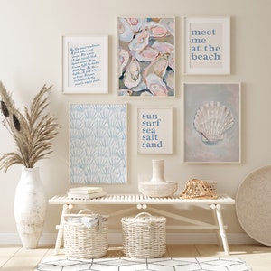Coastal Print Set, Coastal Granddaughter Room Decor, Shells Oyster Wall ...