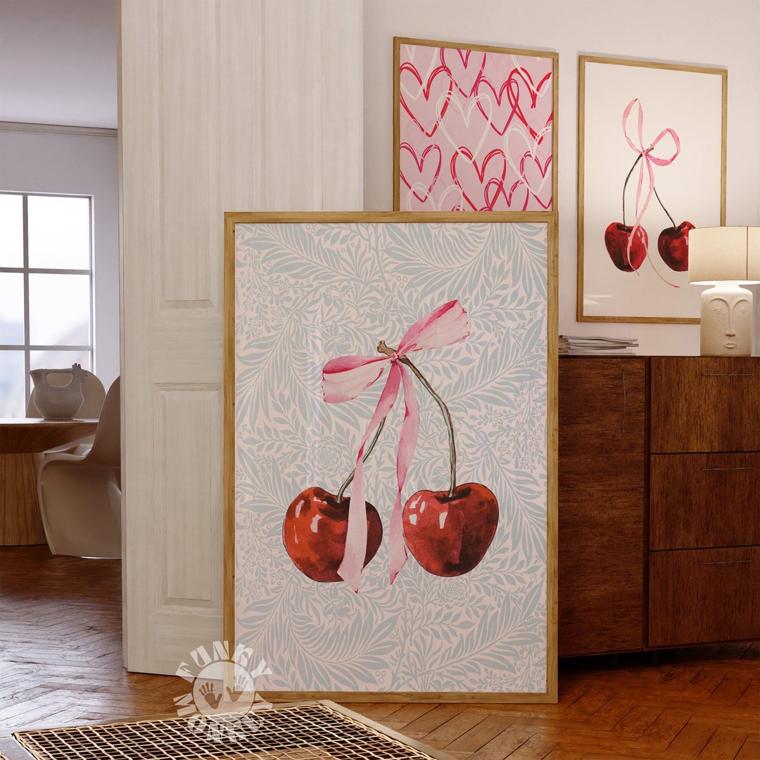 Coquette Cherry Print, Printable Feminine Poster, Coquette Room Decor ...