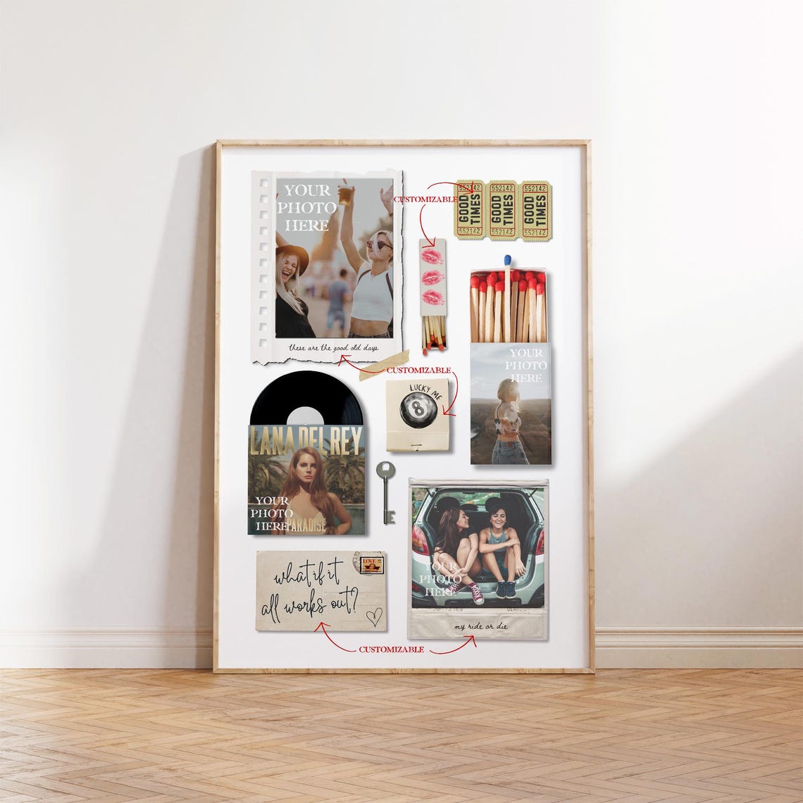 Custom Matchbook Matchbox Print, Trendy Collage Wall Art, Editable ...