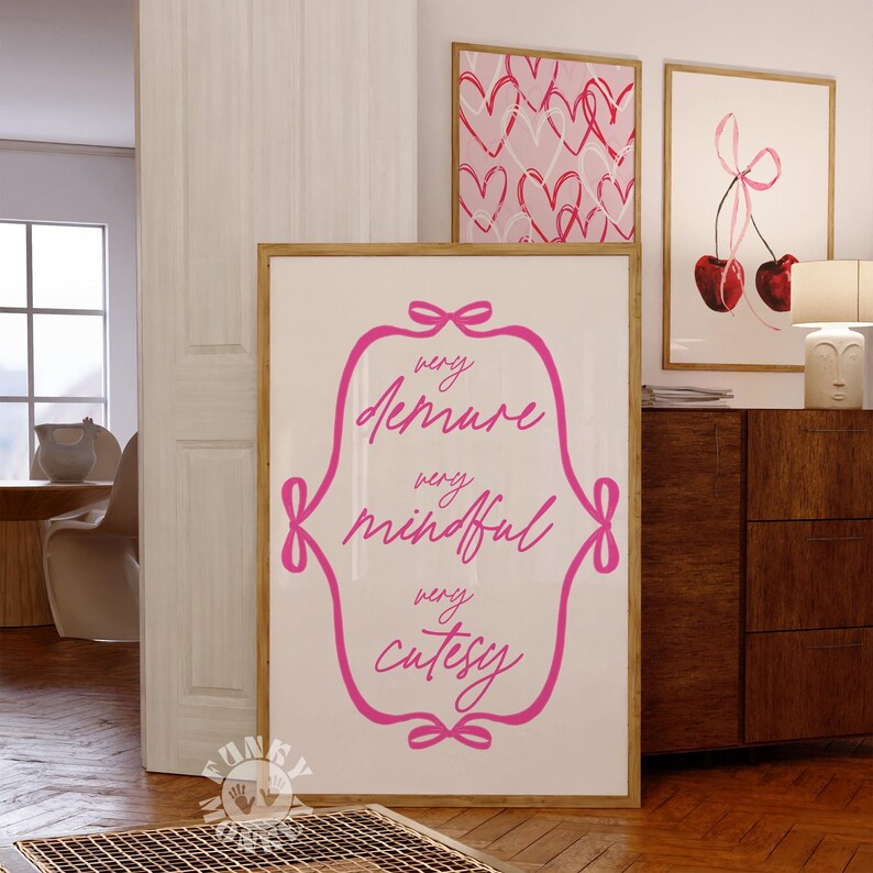 Very Demure Very Mindful Pink Wall Art Print, Trendy Wall Art, Cutesy ...