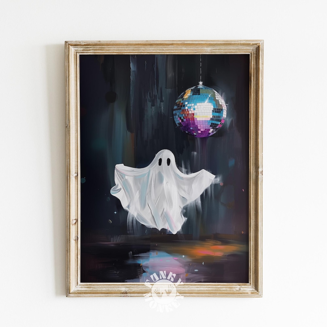 Disco Ghost Art Print, Cute Halloween Digital Print, Disco Ball Ghost ...