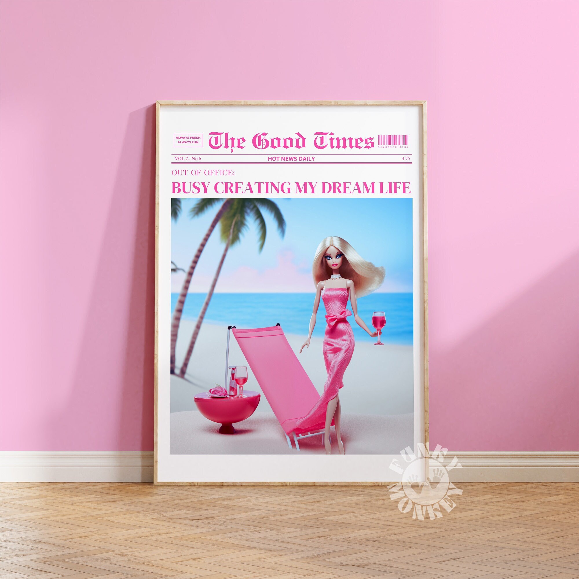Newspaper Headline Print, Busy Creating My Dream Life, Cute Pink Girly ...