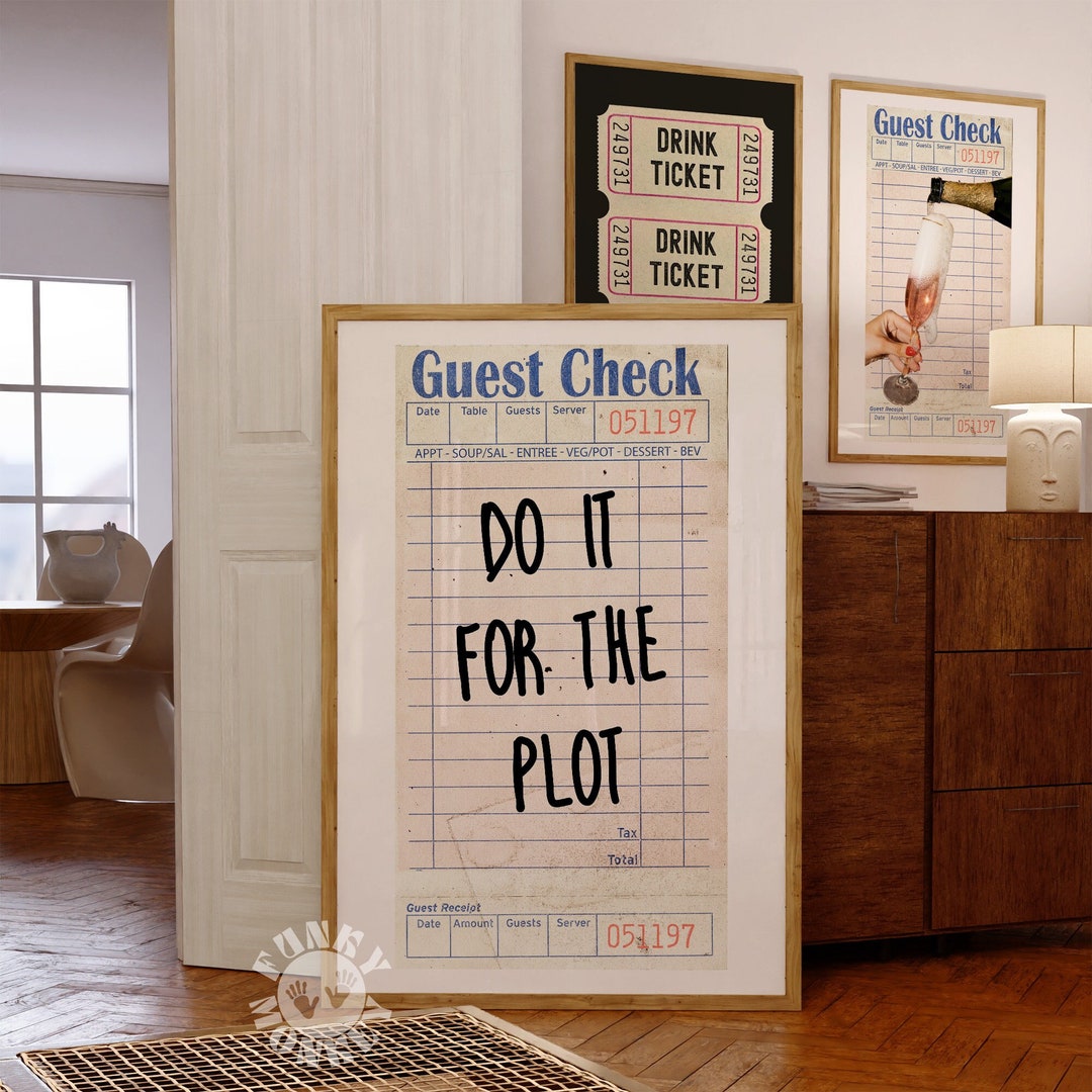 Guest Check Print, Do It for the Plot Trendy Wall Art, Printable Preppy ...