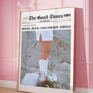 Cowgirl Print Set of 6, Retro Disco Cowgirl Western Gallery Wall Print ...