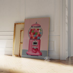 Gumball Machine Digital Print, Retro Bubblegum Trendy Painting ...