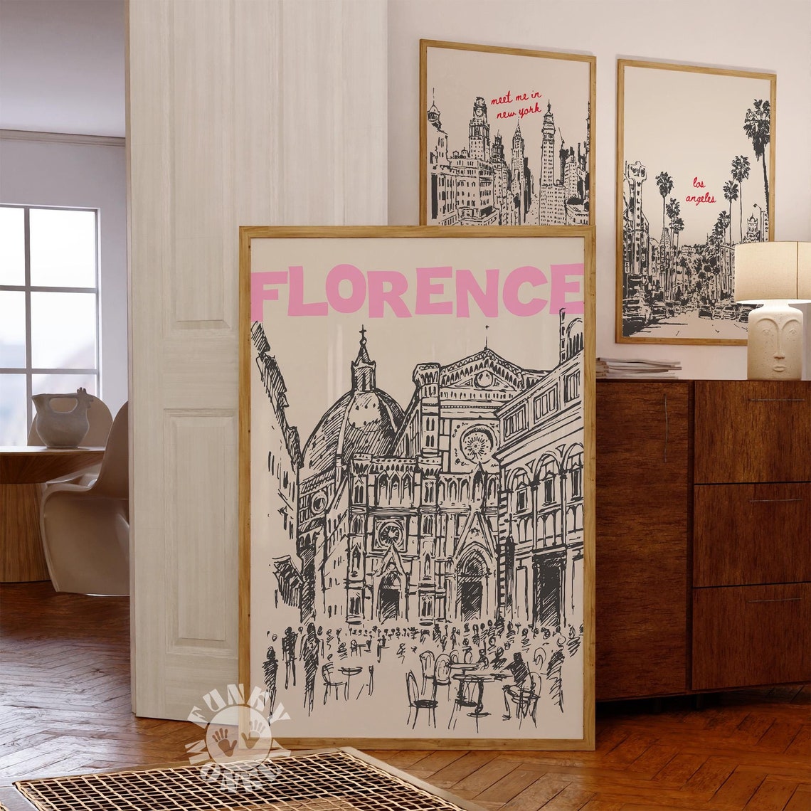 Florence Travel Poster, Retro City Print, Trendy Landmark Wall Art ...