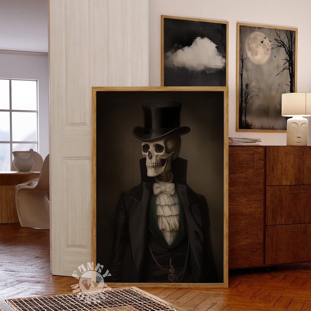 Gothic Skeleton Art Print Vintage Style Portrait, Gothic Halloween ...