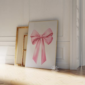 Pink Bow Print, Coquette Aesthetic Print, Pink Nursery Girly Wall Art ...
