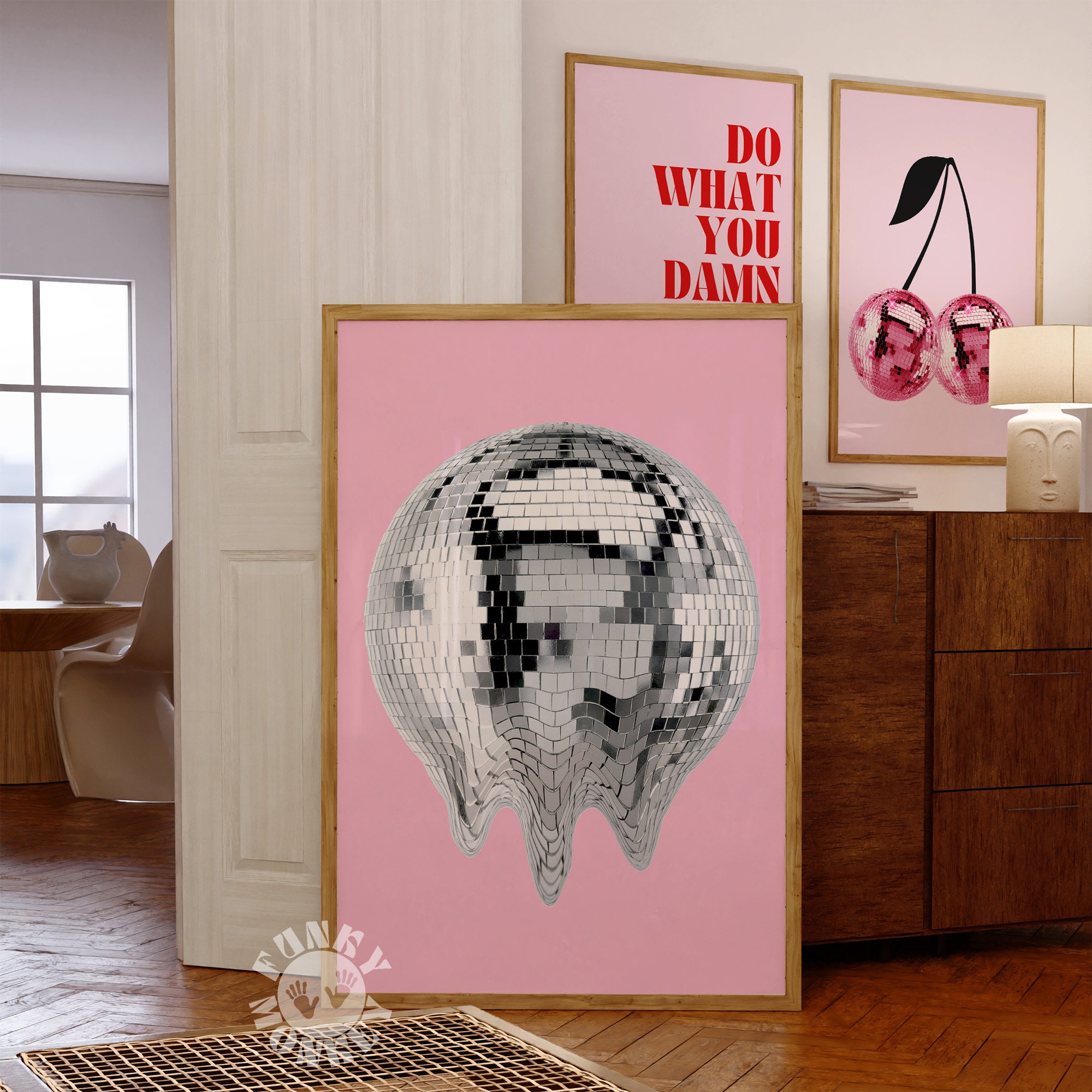 Trendy Disco Ball Melting Print, Trendy Wall Art Prints, Pink Disco ...